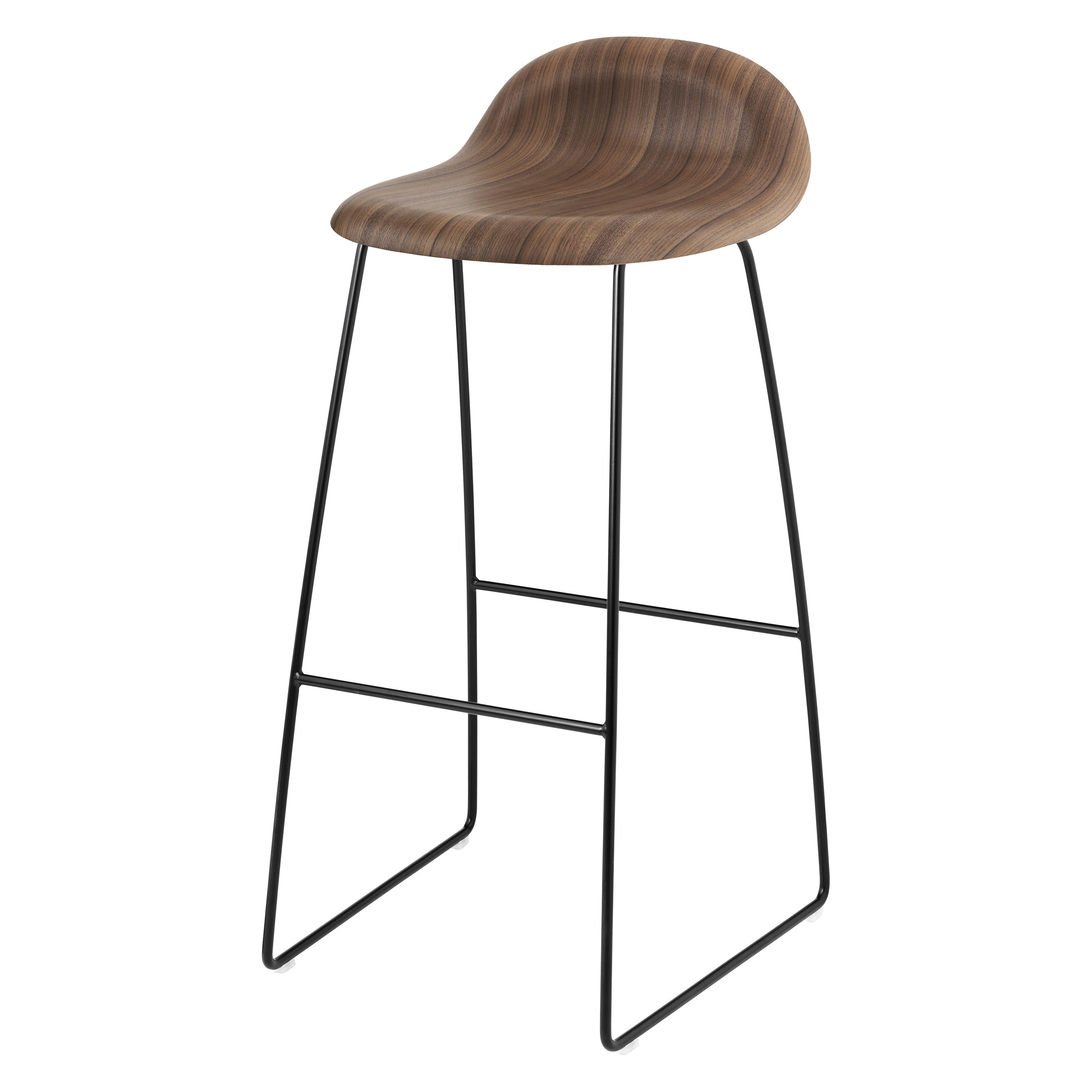 GUBI 3D Bar Stool - Un-Upholstered, Sledge Base, Wood Shell | Gubi | Rypen